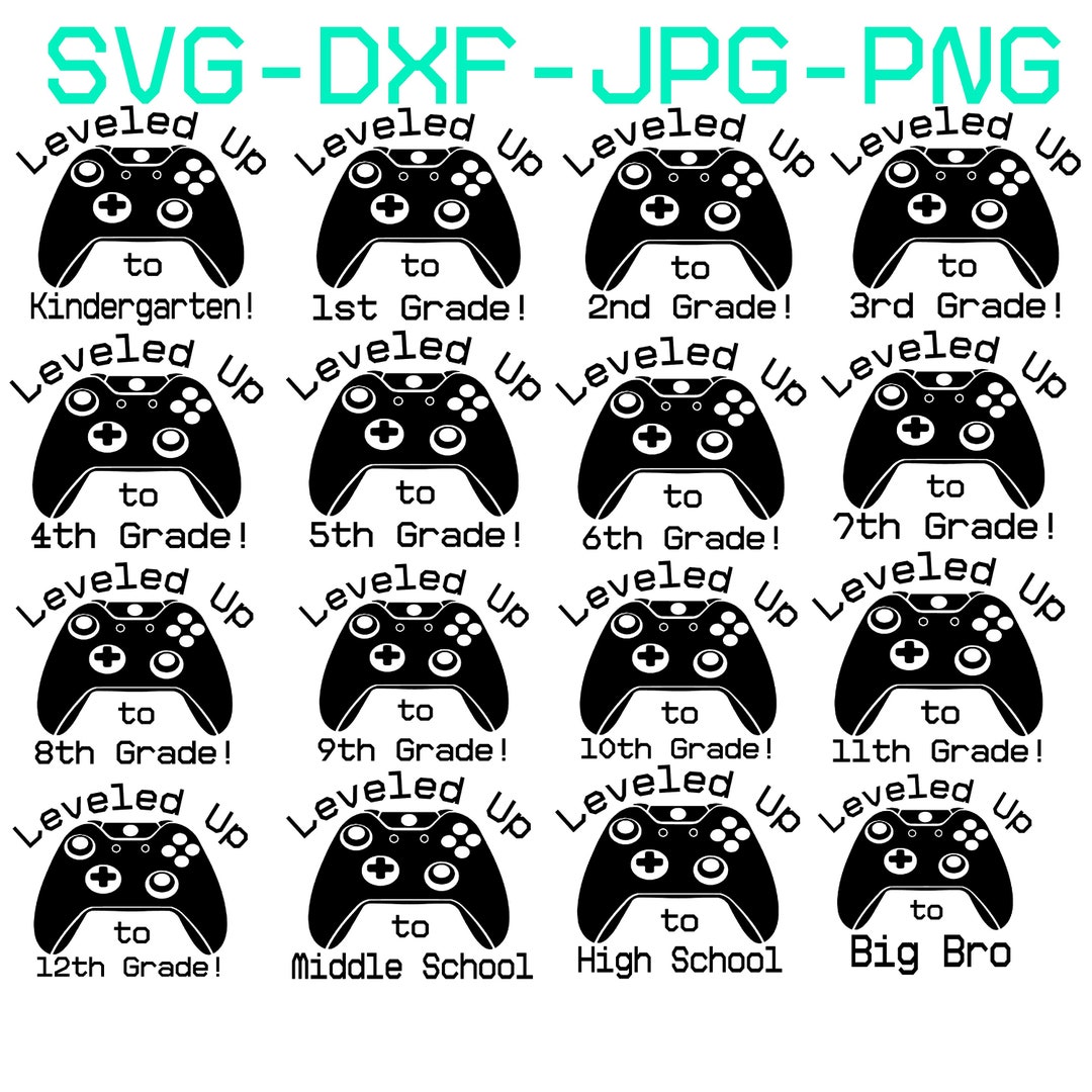 Leveled up Video Game Boy School 16 Files Design Bundle SVG DXF JPG ...