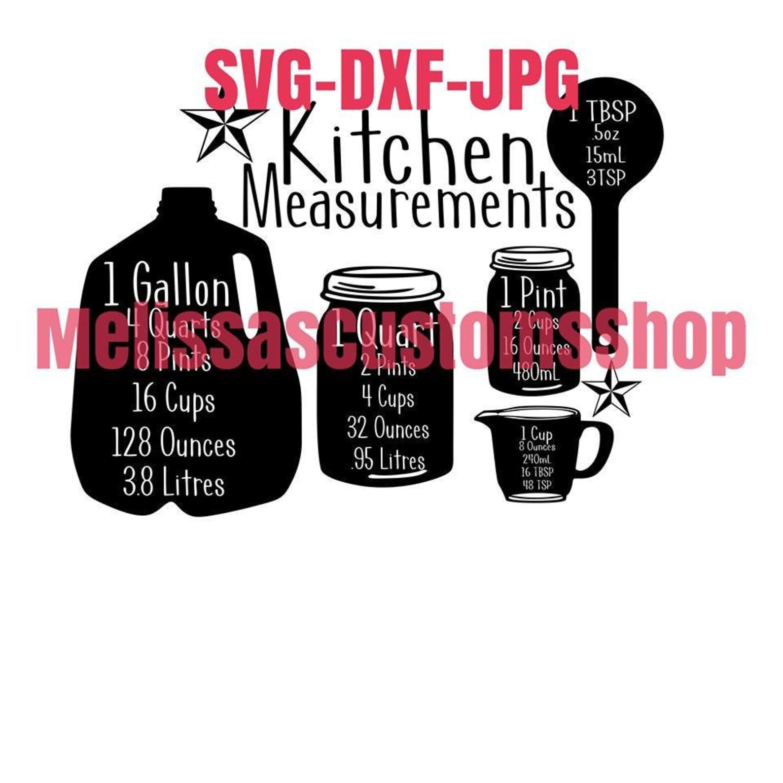 Kitchen Measurement Sign SVG and DXF Files for Vinyl Cutting - Etsy
