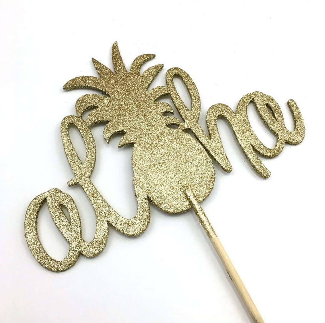 Pineapple Gold Glitter Cake Topper - Etsy