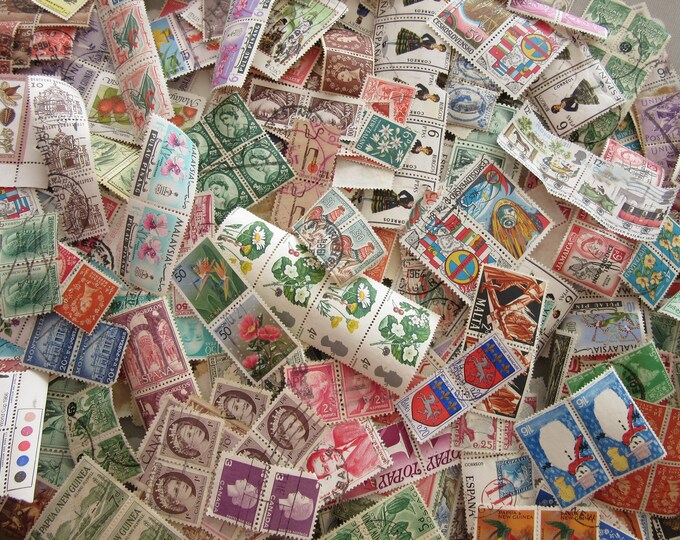 50 Pairs, Strips and Blocks Postage Stamps | Vintage World Stamps ...