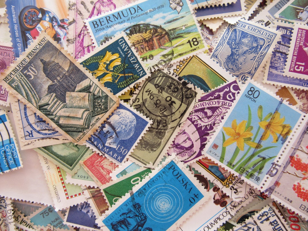 125 Random Vintage Postage Stamps World Postage Stamps Postal Ephemera ...