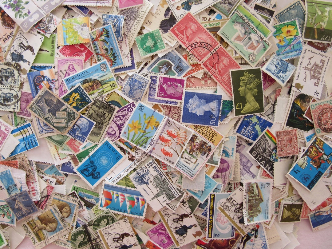 100 Random Vintage Postage Stamps | World Postage Stamps | off Paper ...