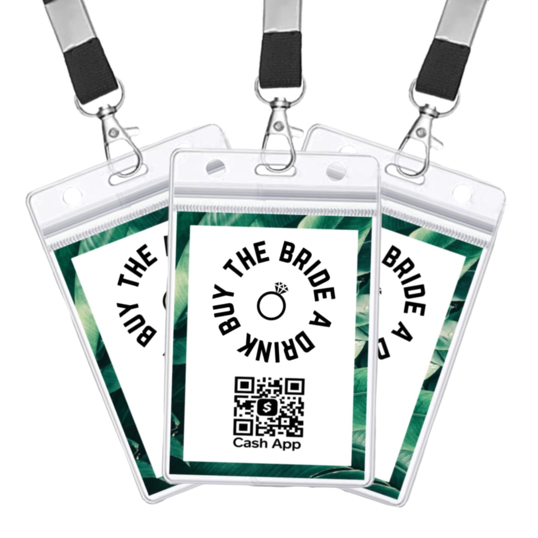 Buy the Bride A Drink QR Code Venmo Lanyard Bachelorette Party Cards ...