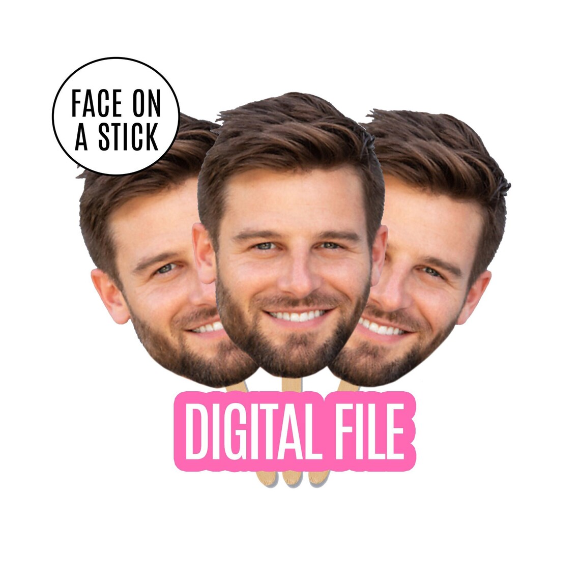 Face on A Stick Digital File Party Favor Face Fan Photobooth - Etsy