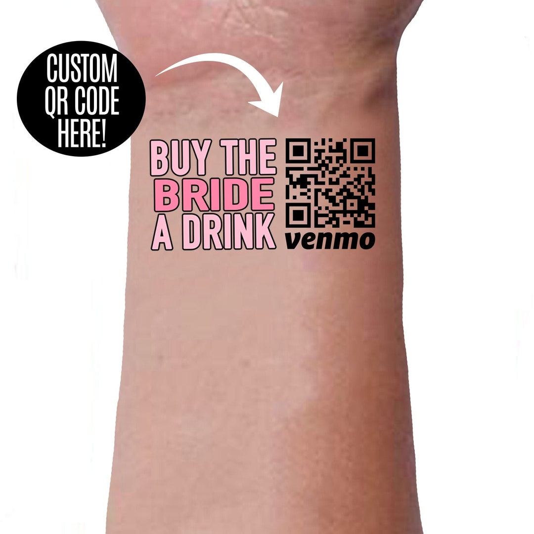 Temporary Tattoo Custom QR Code Venmo Bachelorette Party Buy Bride ...