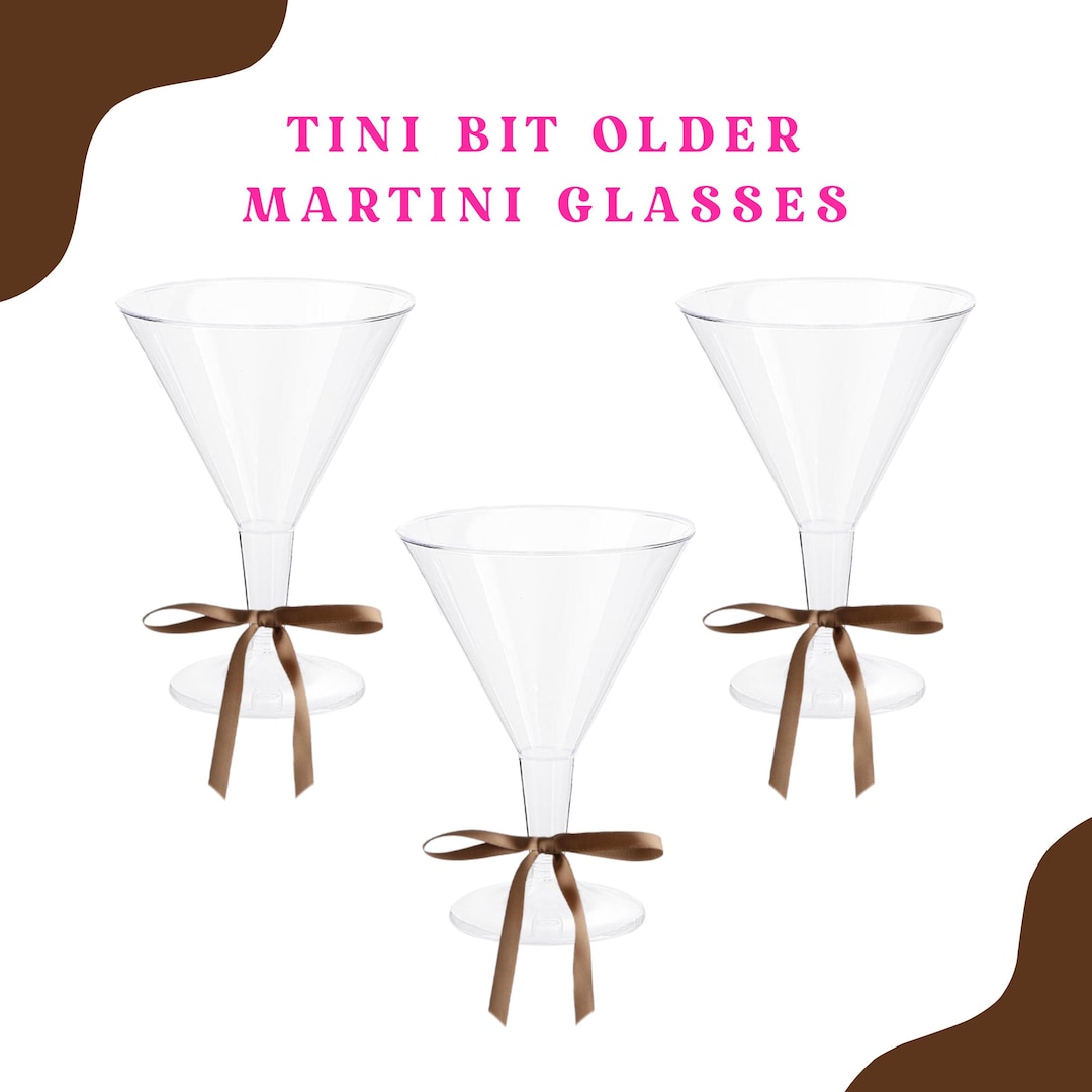 Martini Glass Plastic Clear Tini Bit Older Bow Party Decorations Cups ...