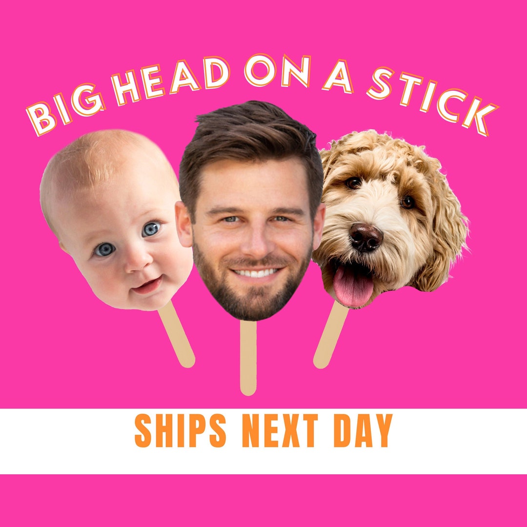 Big Head Cutouts on a Stick Fat Head Face on A Stick Baby Shower Dog ...