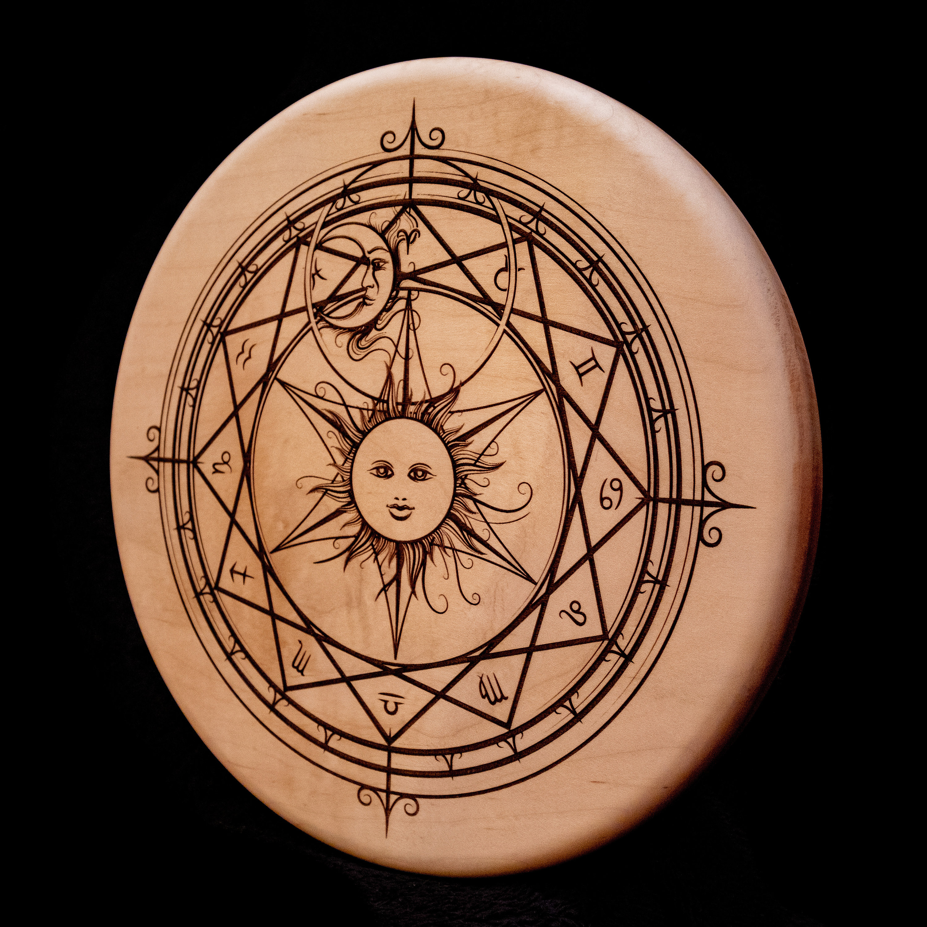 Hermetic Circle Engraved Solid Maple Wall Art — Woodland Woodworx