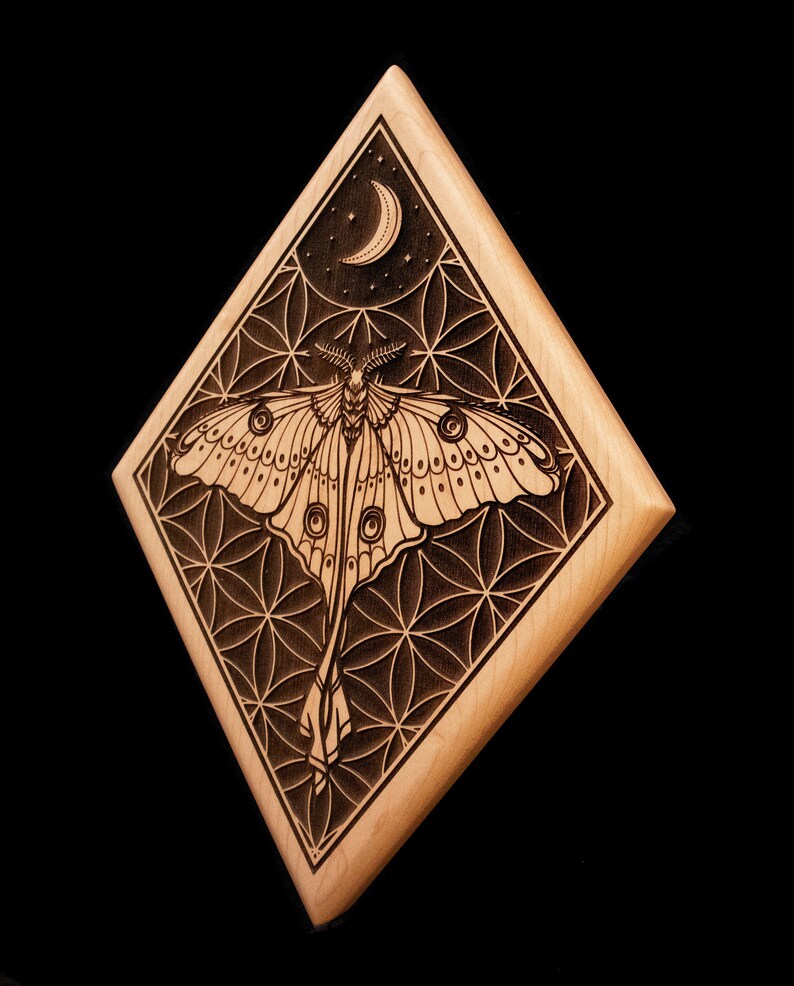 Luna Moth Engraved Solid Maple Wood Wall Art - Etsy