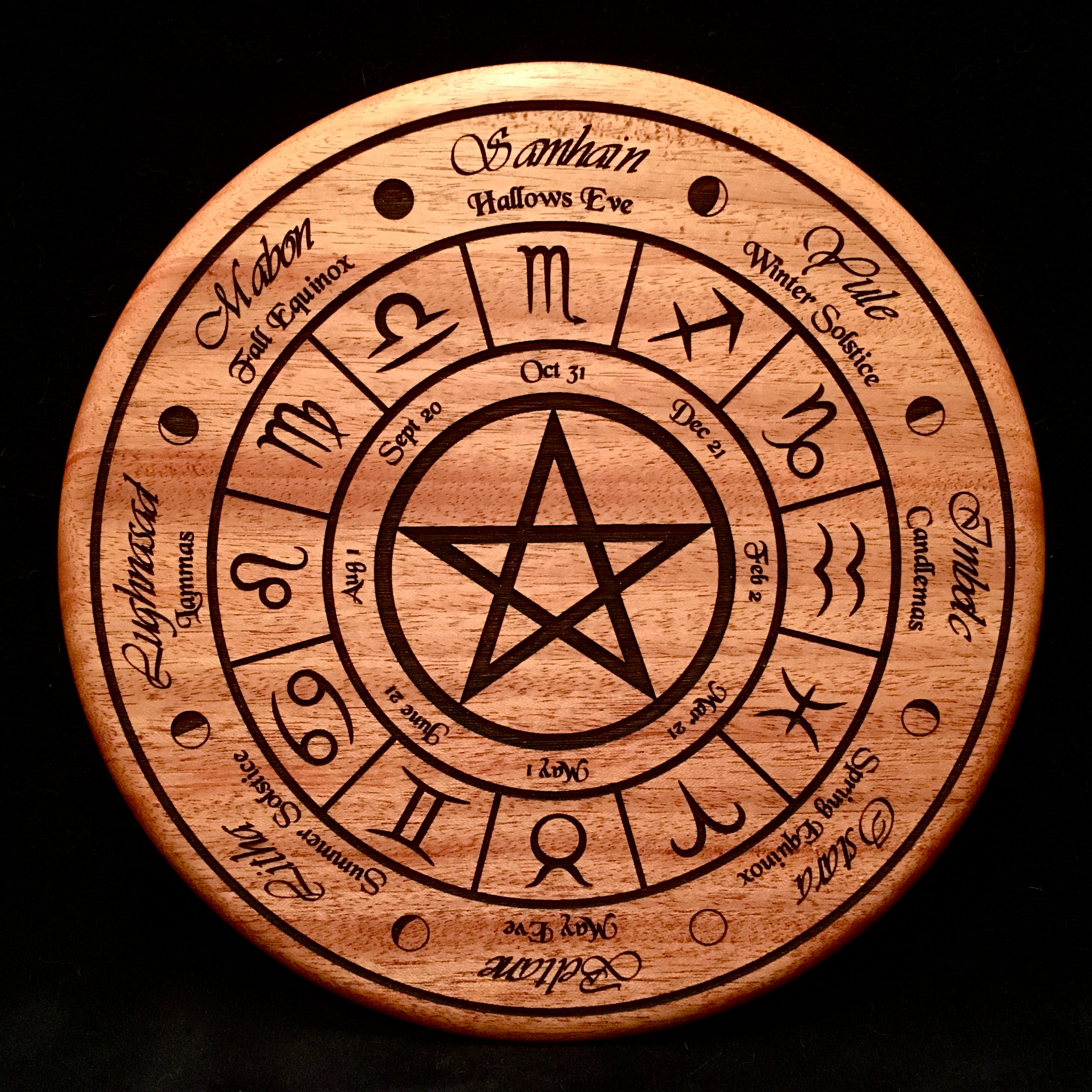 Wheel of the Year Engraved Solid Mahogany Alter Wheel / Wall - Etsy