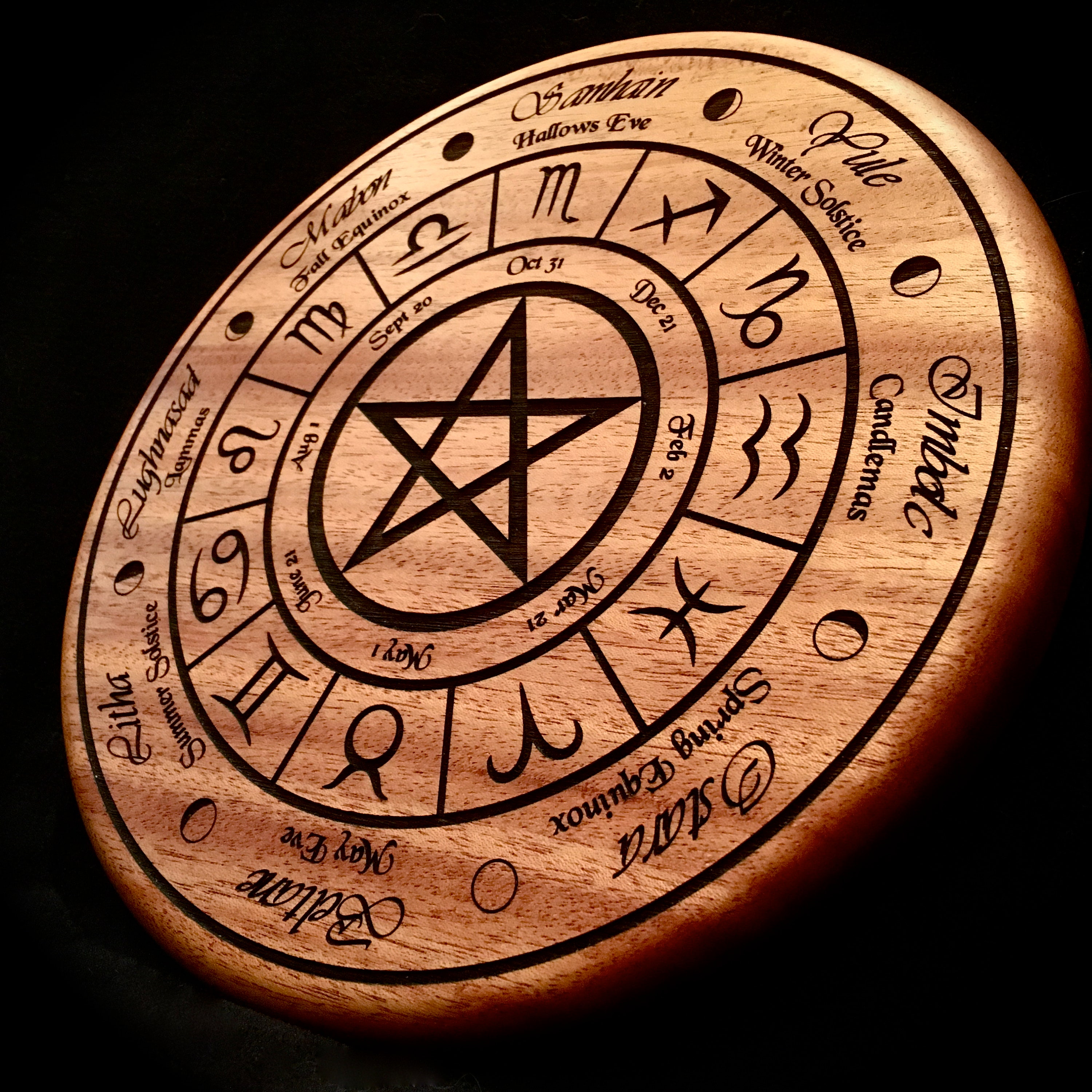 Wheel of the Year Engraved Solid Mahogany Alter Wheel / Wall - Etsy