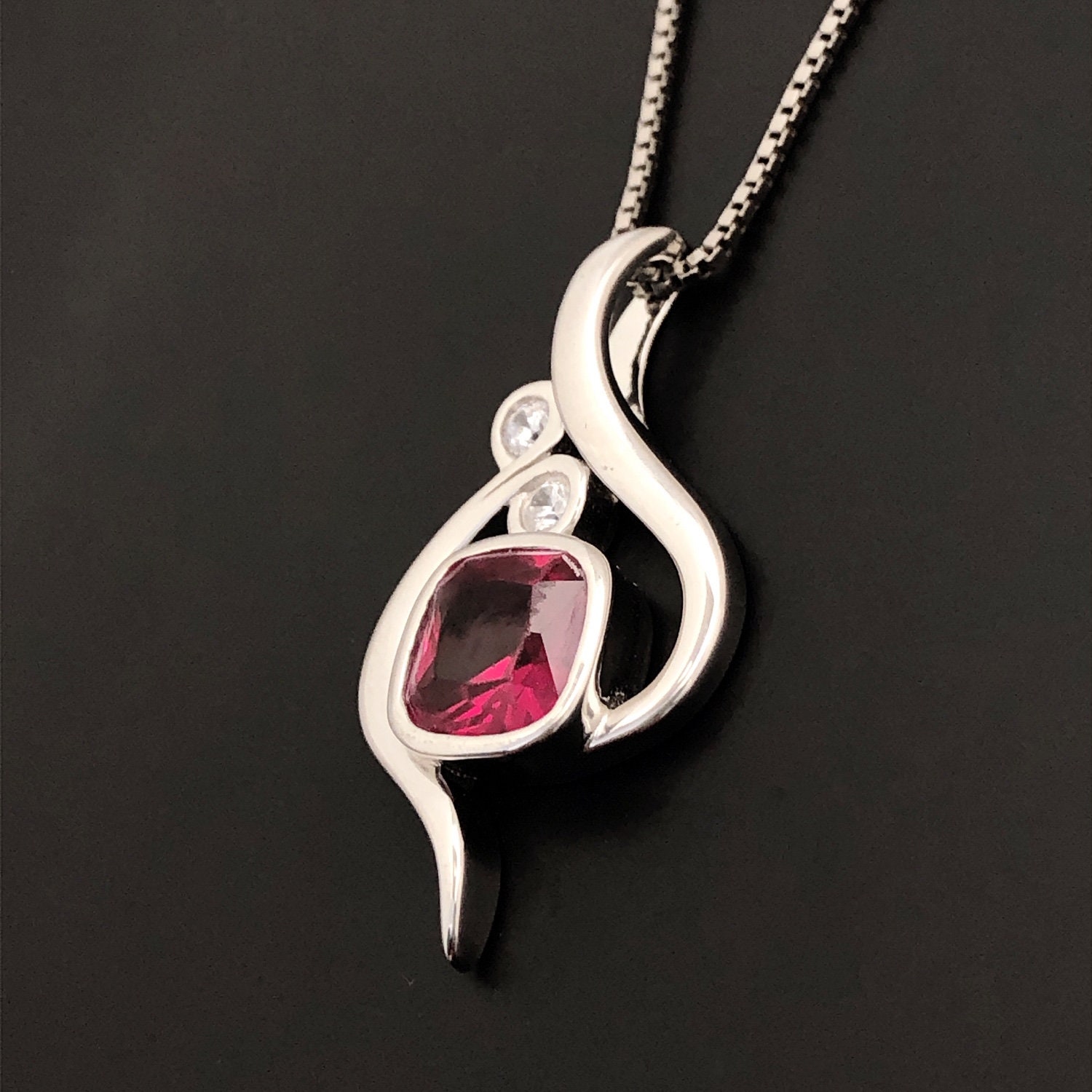 VITALITY Red Ruby Necklace Sterling Silver Ruby Jewelry - Etsy