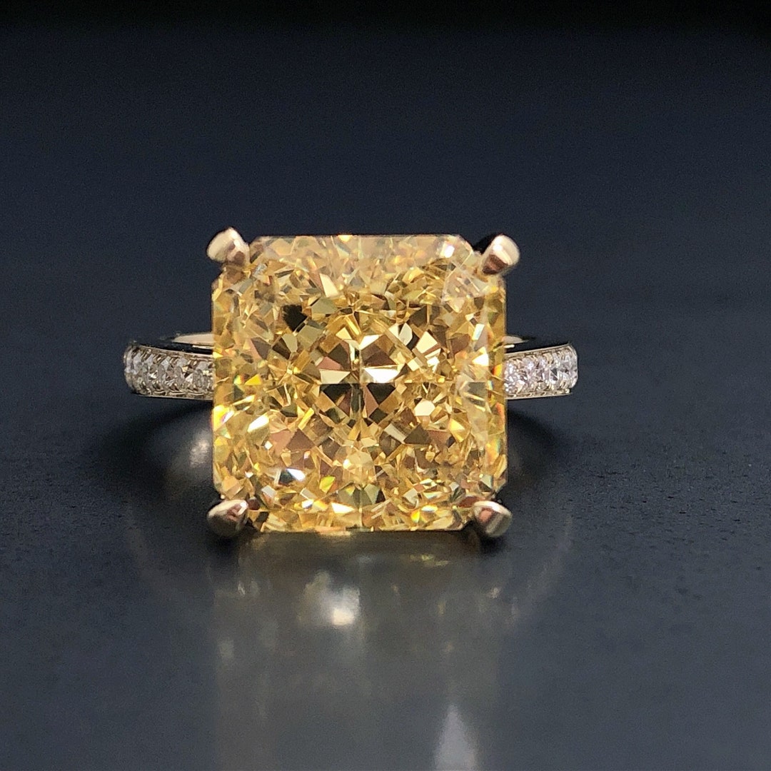 GRAND Gold Citrine Ring, Custom Ring, Square Citrine Statement Ring ...