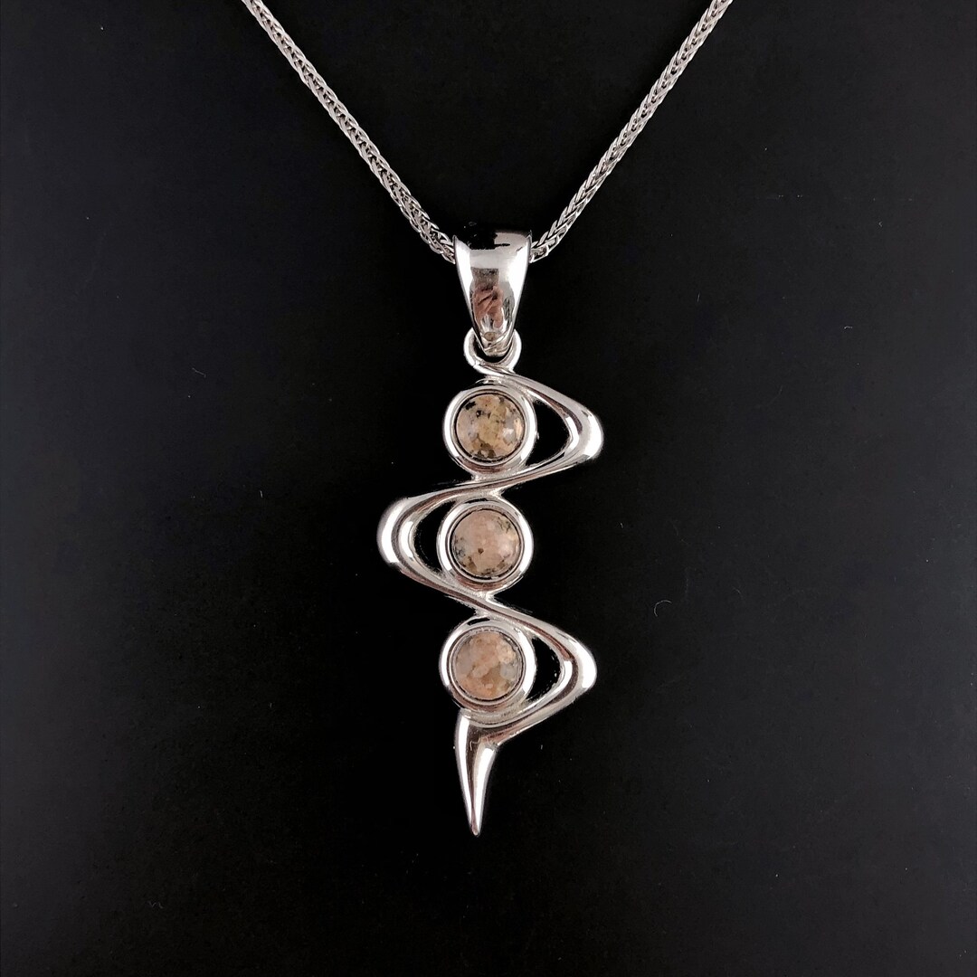 Ripples Designer Sterling Silver Ocean Tumbled Granite Necklace, Beach ...