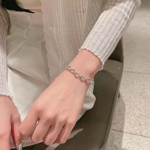 LOVE HEART Bracelet, Solid Sterling Silver Heart Jewellery, Chunky ...