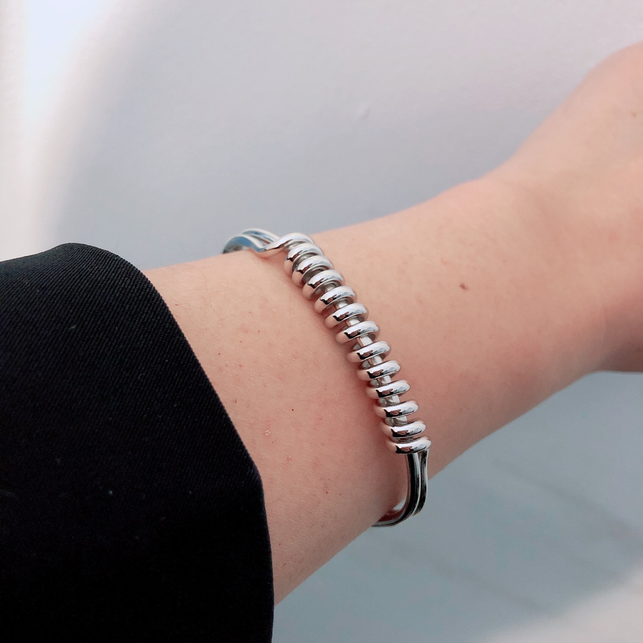 Springs Silver bracelet solid sterling silver bangle chunky | Etsy