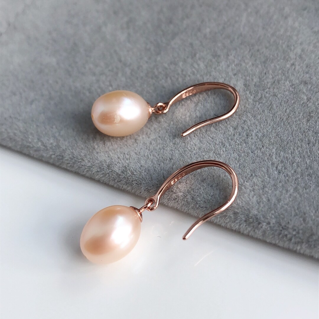 Elegant Minimalist Freshwater Pearl Drop Earrings, Natural High Quailty Cultured Freshwater ...