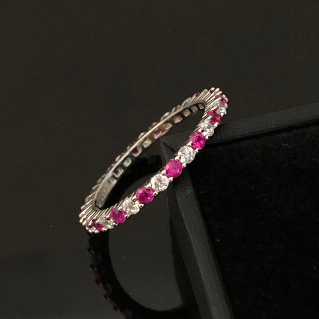 Eternity Ruby Ring, Red Ruby Jewellery Engagement Ring, Promise Ring ...