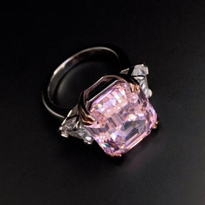 EDEN Pink Topaz Ring Sterling Silver Statement Ring, Large Pink ...