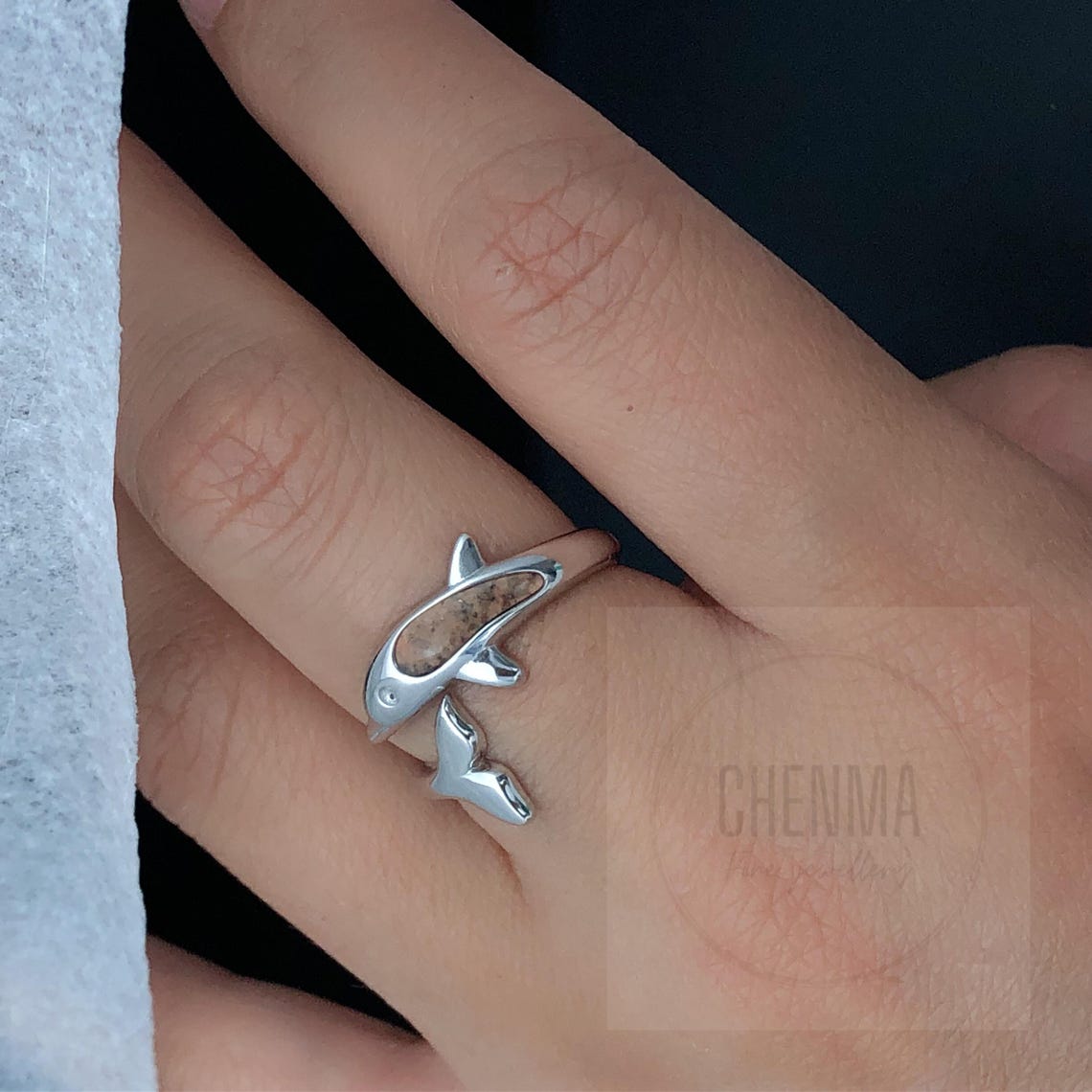 Ocean Granite Dolphin Ring, Sterling Silver Ring, Unique Ring, Ocean ...