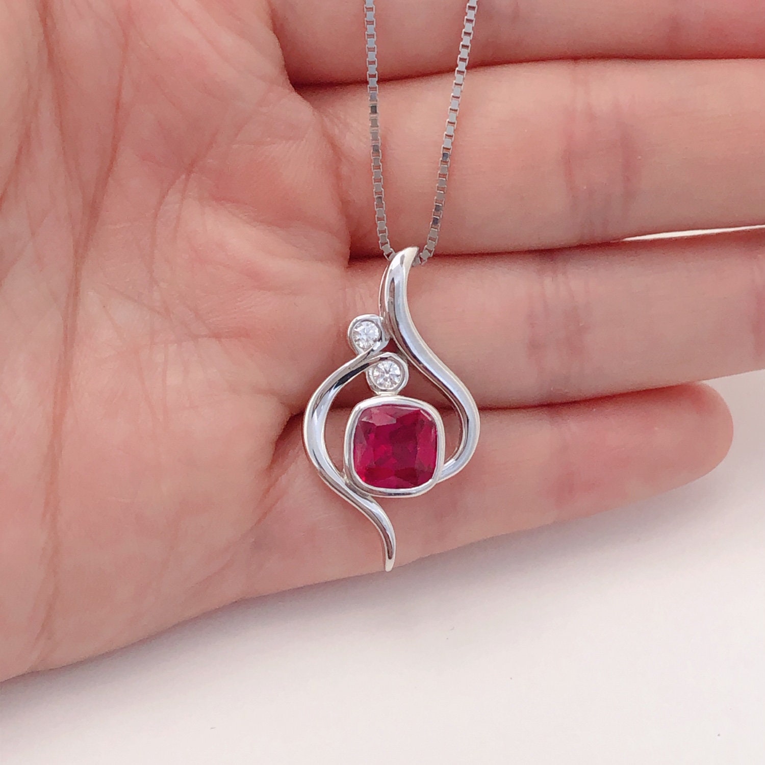 VITALITY Red Ruby necklace Sterling Silver Ruby Jewelry | Etsy