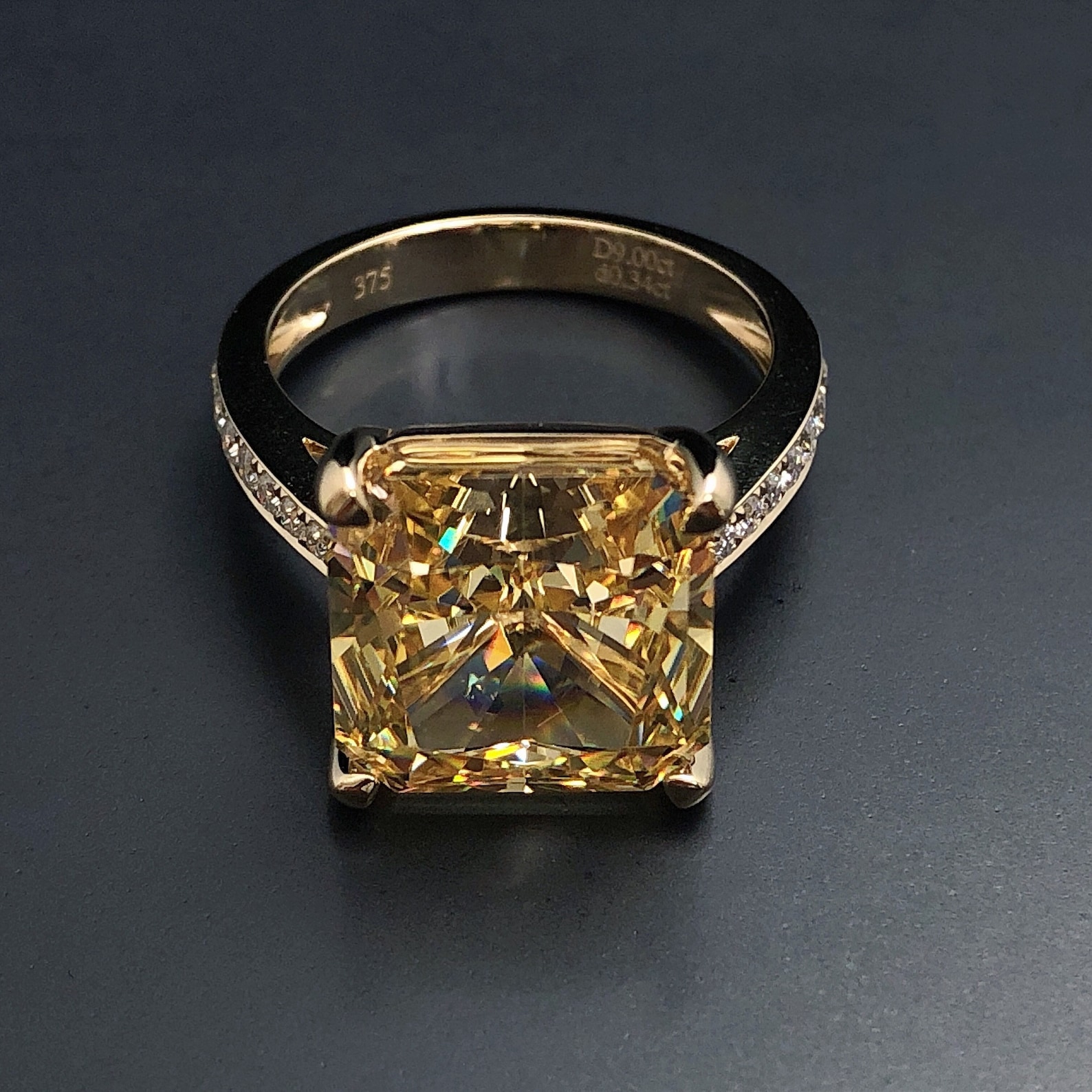GRAND Gold Citrine Ring, Custom Ring, Square Citrine Statement Ring ...