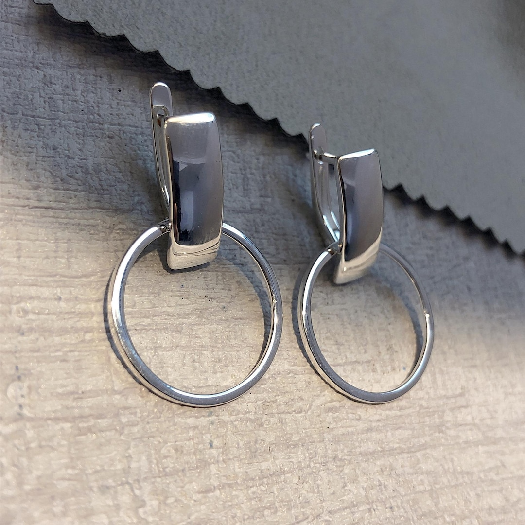 Artisan Sterling Silver Hoop Earrings, Statement Earring Studs, Chunky ...