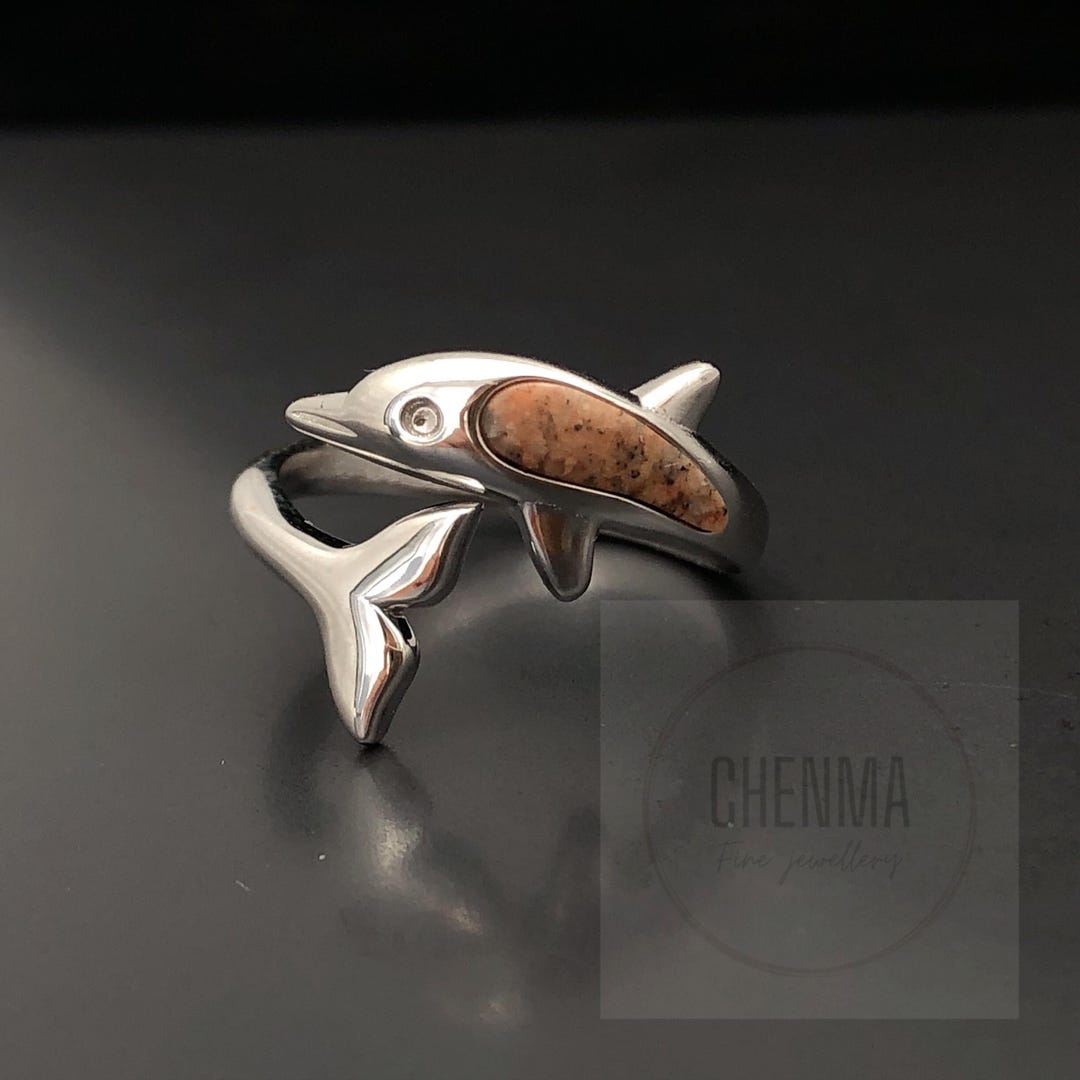 Ocean Granite Dolphin Ring, Sterling Silver Ring, Unique Ring, Ocean ...