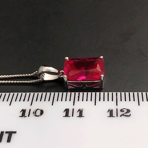 MIA Rectangle Ruby Necklace, July Birthstone, Sterling Silver Necklace ...