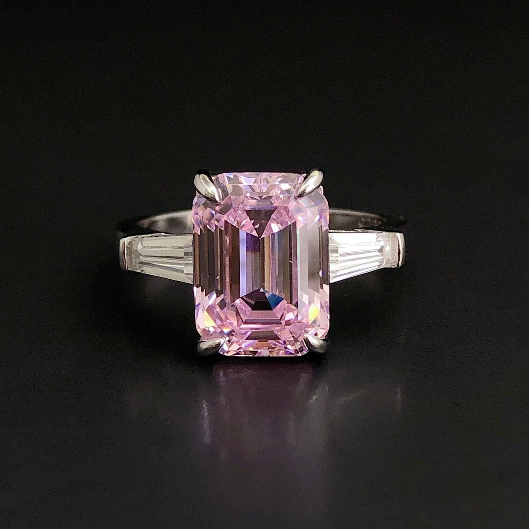 SHINE Pink Topaz Ring, Pink Engagement Ring, Gemstone Ring, Emerald Cut ...