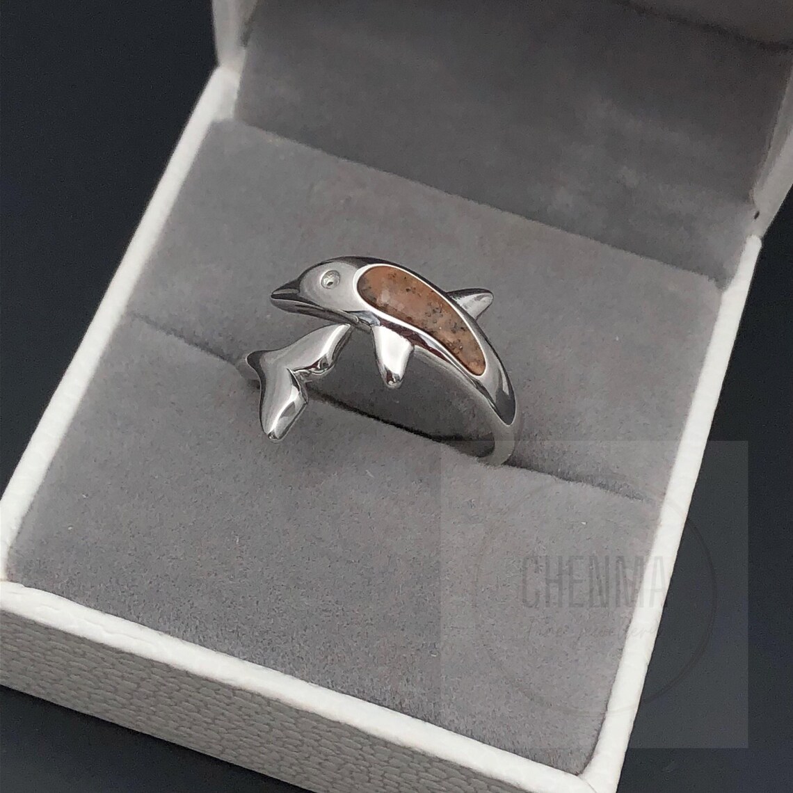 Ocean Granite Dolphin Ring, Sterling Silver Ring, Unique Ring, Ocean ...