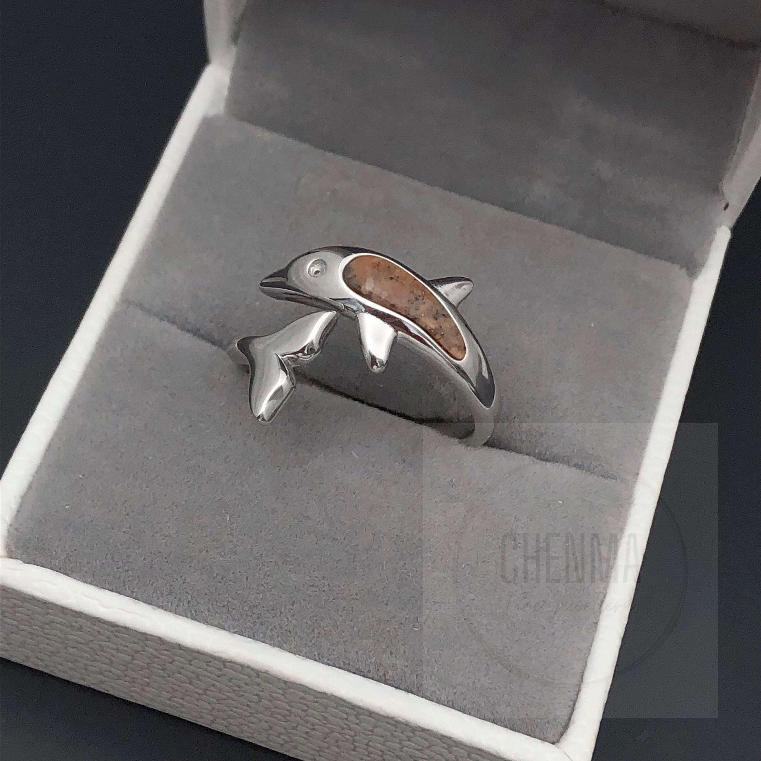 Ocean Granite Dolphin Ring, Sterling Silver Ring, Unique Ring, Ocean ...