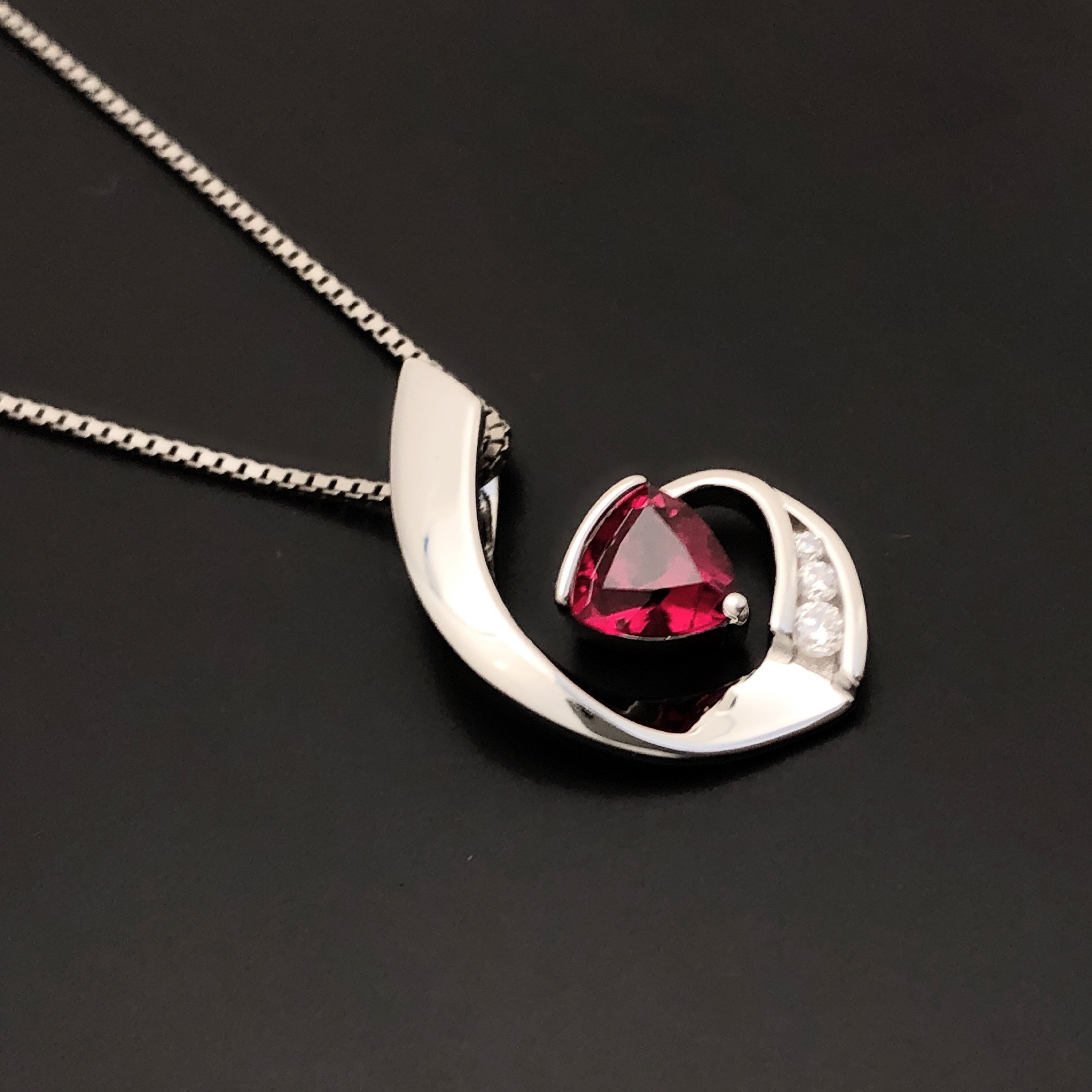 DAZZLE Ruby Necklace. Sterling Silver Gemstone Necklace, 40th Wedding ...