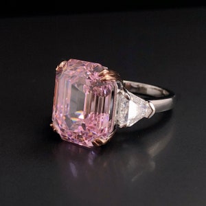 EDEN Pink Topaz Ring Sterling Silver Statement Ring, Large Pink ...