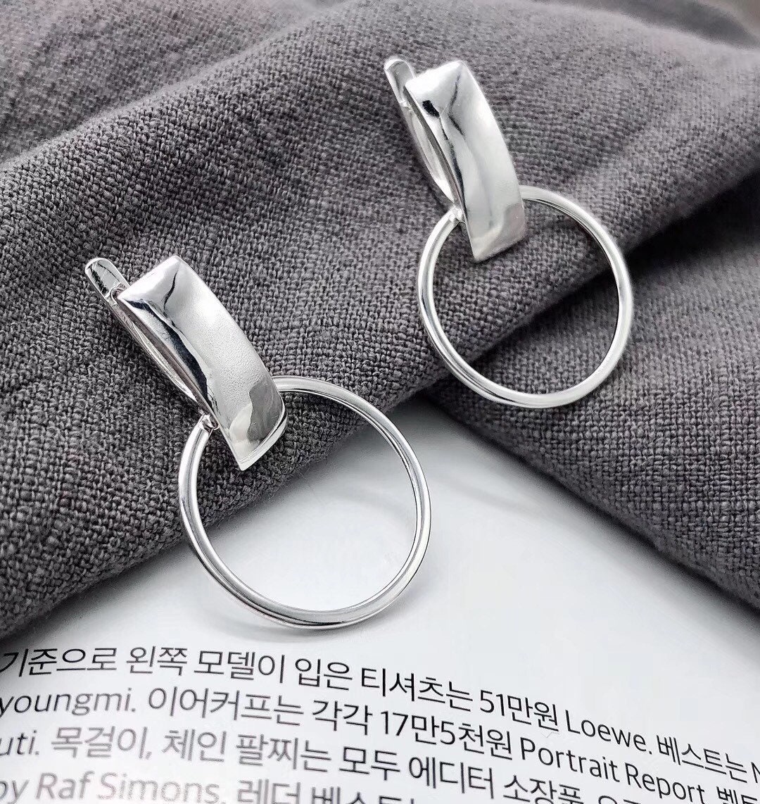 Artisan Sterling Silver Hoop Earrings, Statement Earring Studs, Chunky ...