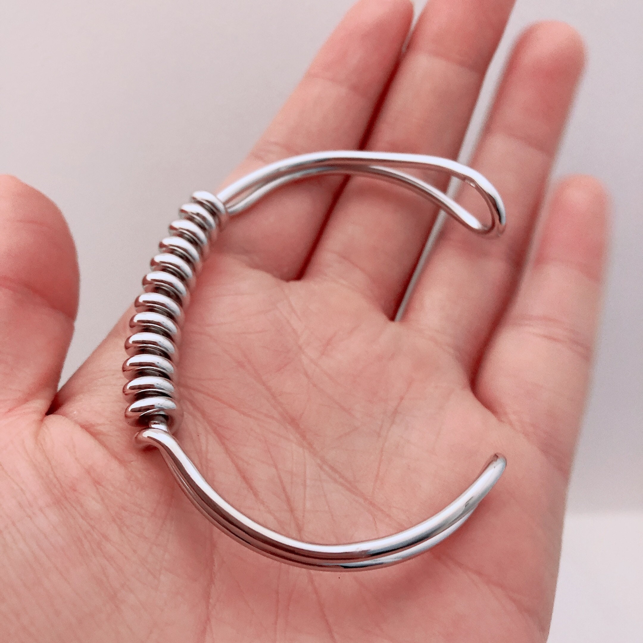 Springs Silver bracelet solid sterling silver bangle chunky | Etsy