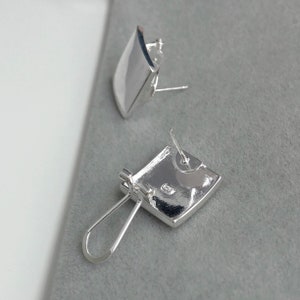Square Statement Sterling Silver Earrings, Modern Plain Jewellery, Funky Earrings, Genuine ...