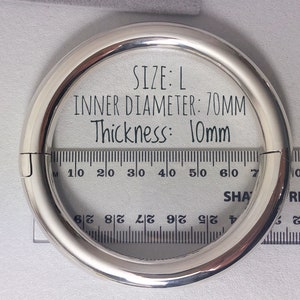 Doughnut Sterling Silver Round Bangle Bracelet, Statement Large Bangle ...