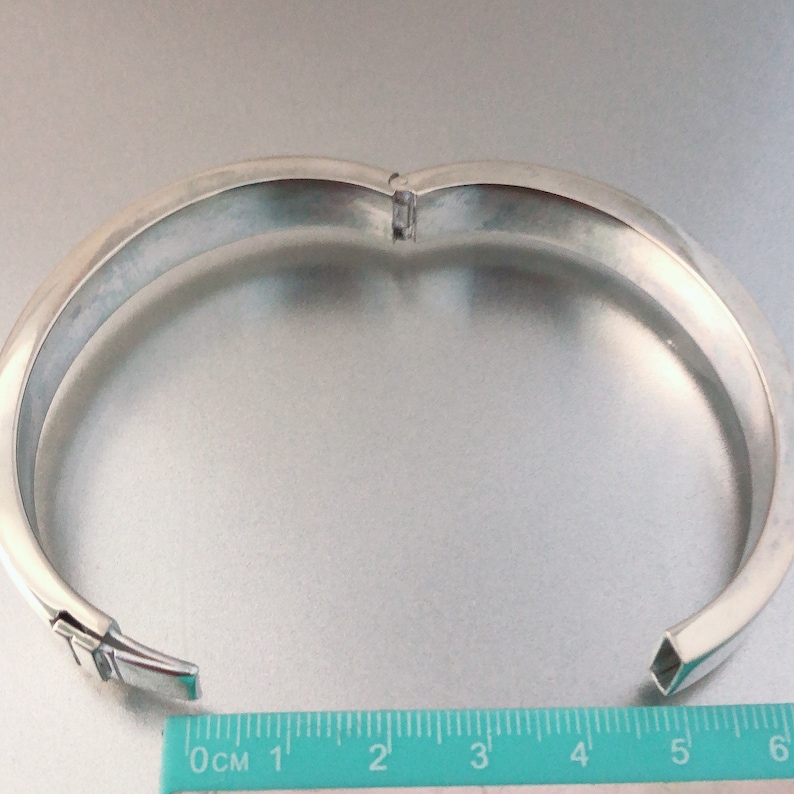 Sterling Silver Hinged Bangle Bracelet, Polished Open Bangle, Chunky ...