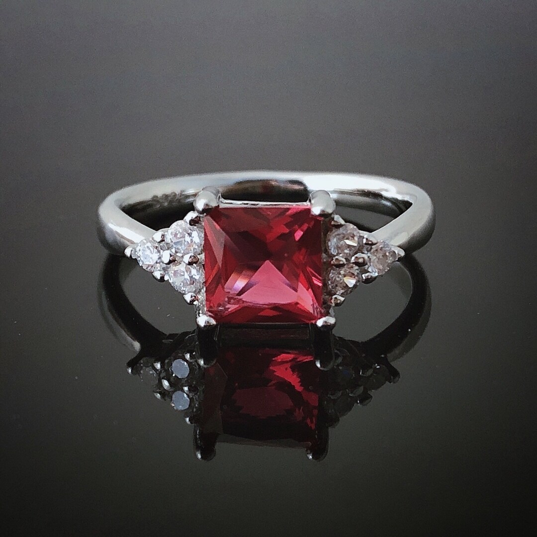 LUCY Kenya Ruby Sterling Silver Ring, Red Ruby Ring, Ruby Engagement ...