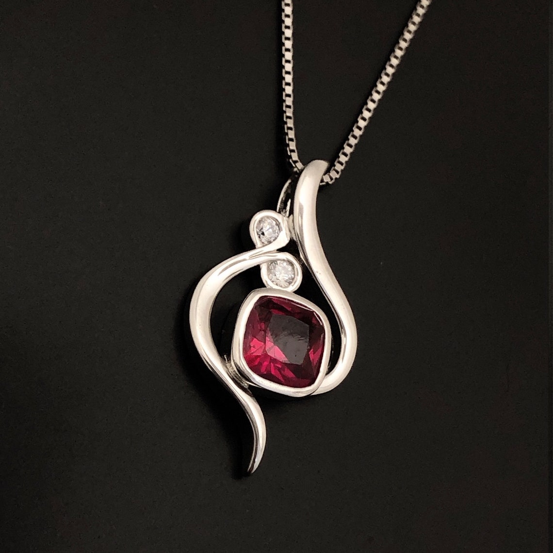 VITALITY Red Ruby Necklace - Sterling Silver Ruby Jewelry, 40th Wedding ...