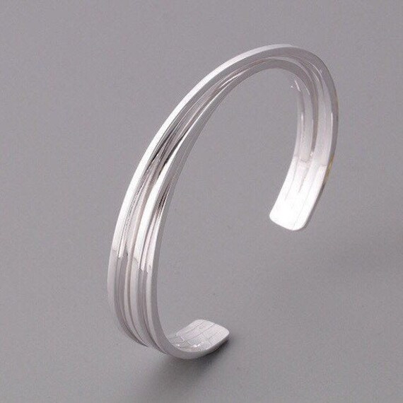 Solid Twist Bracelet Solid Sterling Silver Bangle Chunky | Etsy