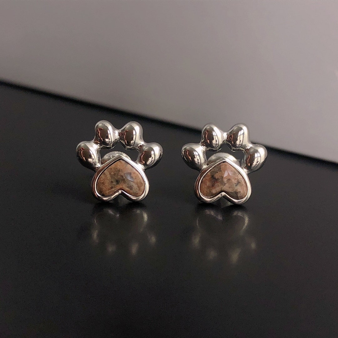 MY BEST PAW, Ocean Tumbled Granite Pet Paw Earrings, Animal Earrings ...