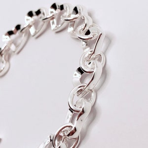 LOVE HEART Bracelet, Solid Sterling Silver Heart Jewellery, Chunky ...