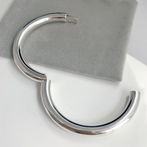 Doughnut Sterling Silver Round Bangle Bracelet, Statement Large Bangle ...