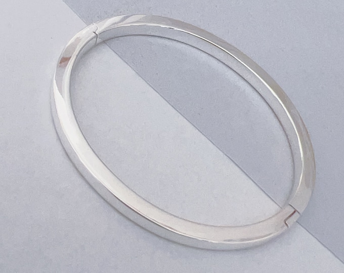 Silver Hinged Bangle Bracelet, Polished Open Bangle, Unique Bracelet, Sterling Silver Easy ...