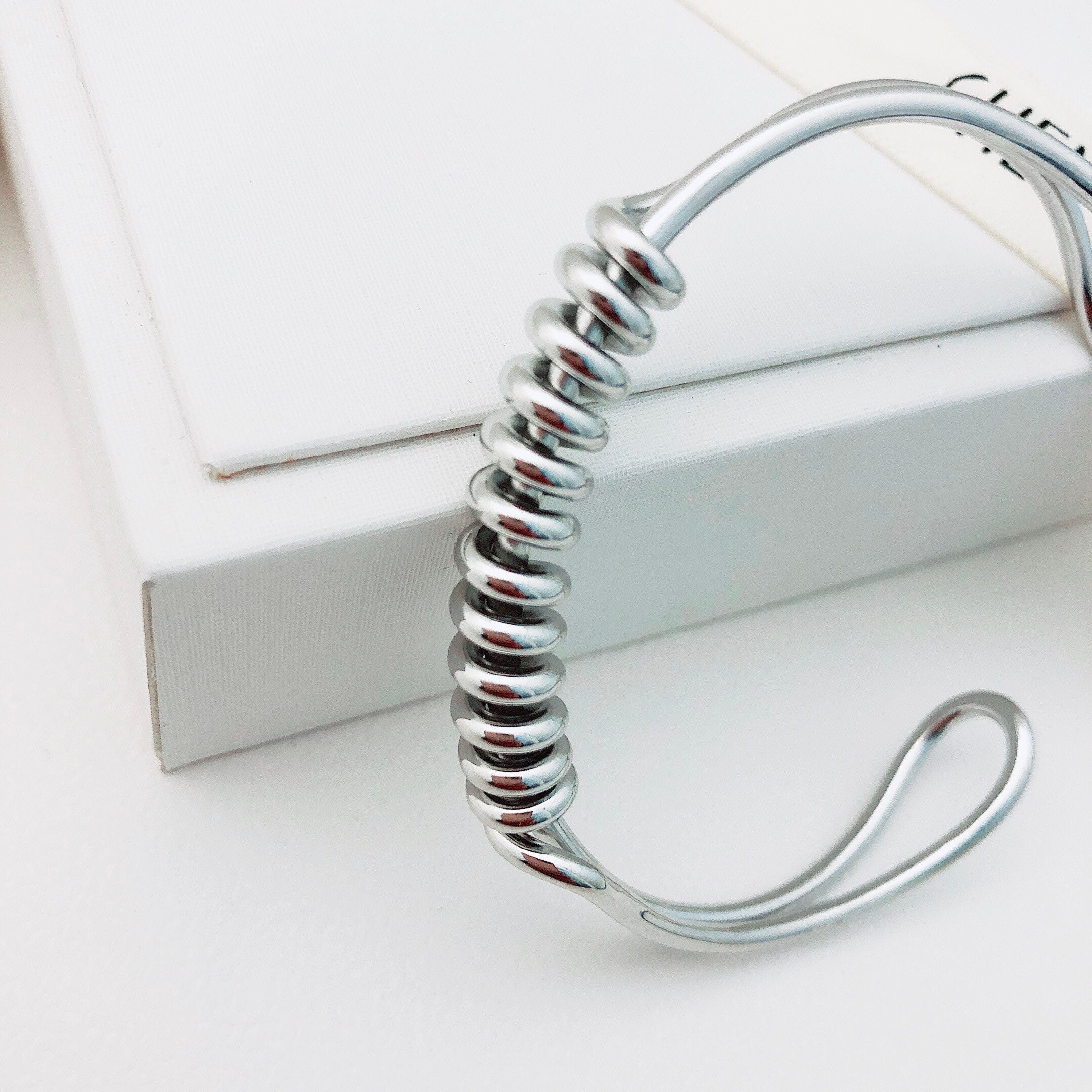 Springs Silver bracelet solid sterling silver bangle chunky | Etsy