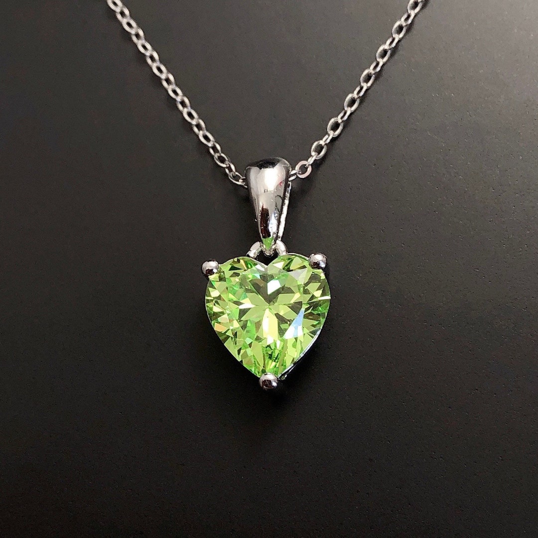 Peridot Halskette, Sterling Silber Liebe Herz Halskette, Silber ...