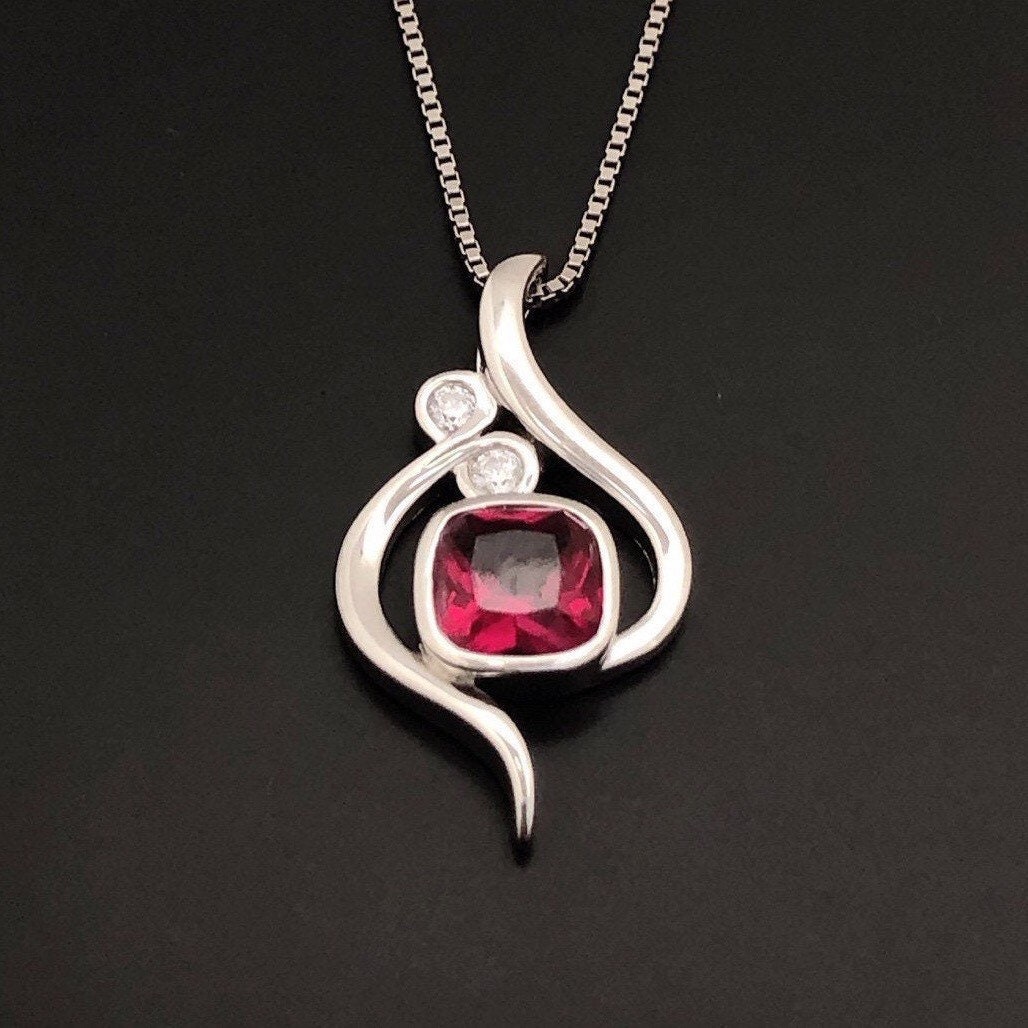 VITALITY Red Ruby Necklace Sterling Silver Ruby Jewelry - Etsy