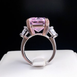 EDEN Pink Topaz Ring Sterling Silver Statement Ring, Large Pink ...